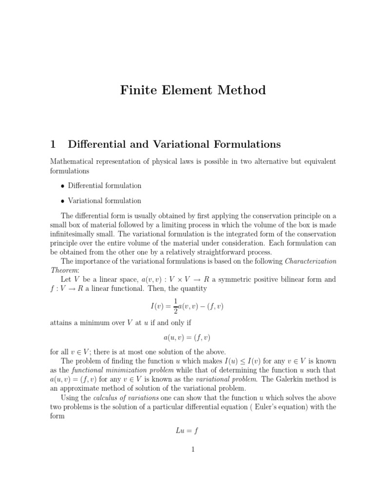 Finite Element Method Pdf Finite Element Method Calculus Of Variations