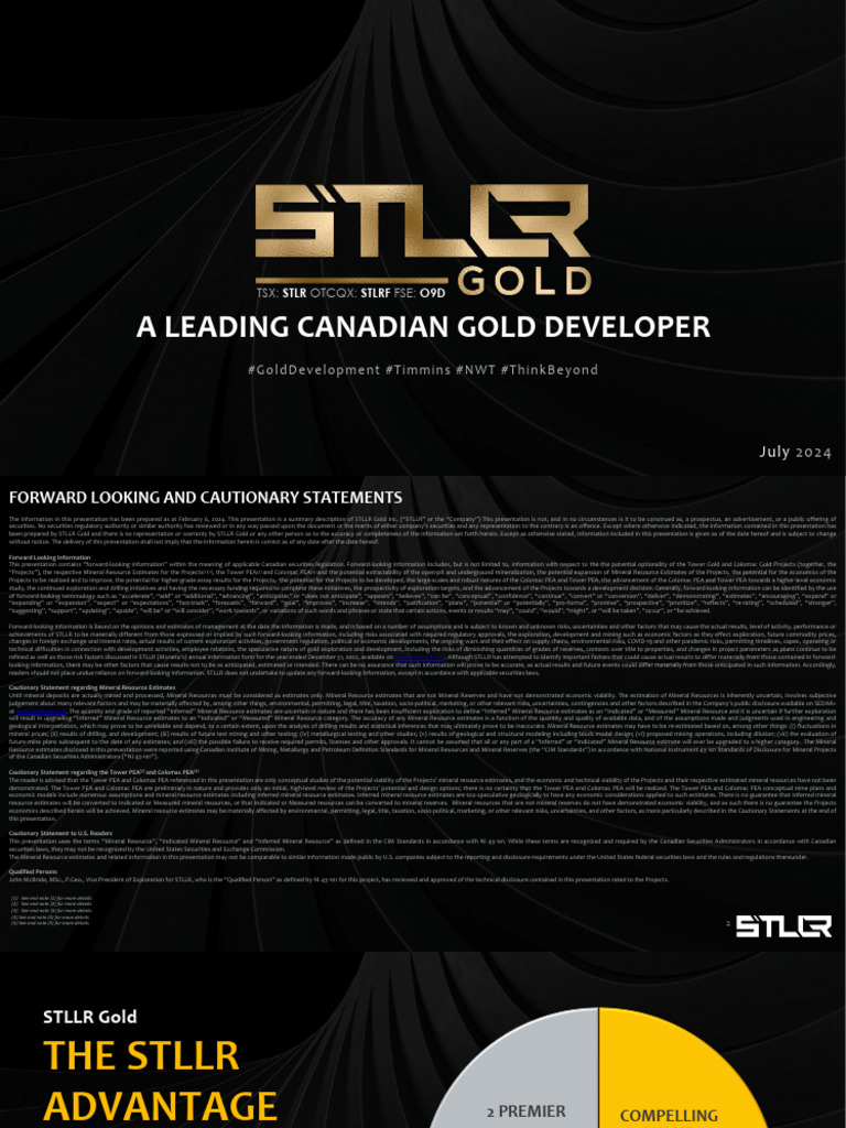 STLLR Gold Corporate Presentation July 2024 | PDF | Business | Economies