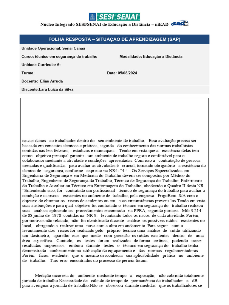 Sap 1 Higiene Ocupacional | PDF | Barulho | Tempo