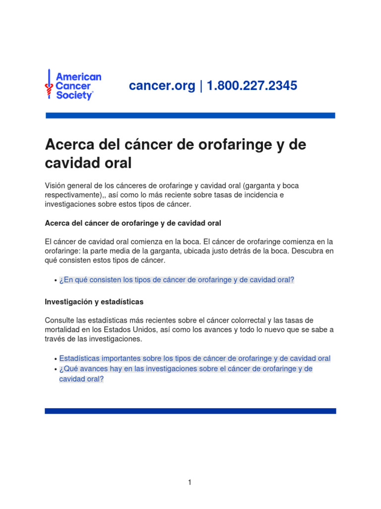 Cancer Orofaringe, ACS | PDF | Cáncer | P53