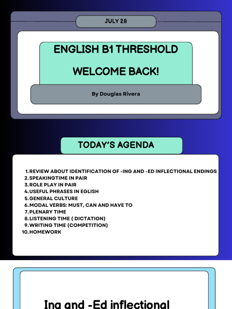 English Class 9, B1 July 28 2024 | PDF | Verb | Grammatical Tense