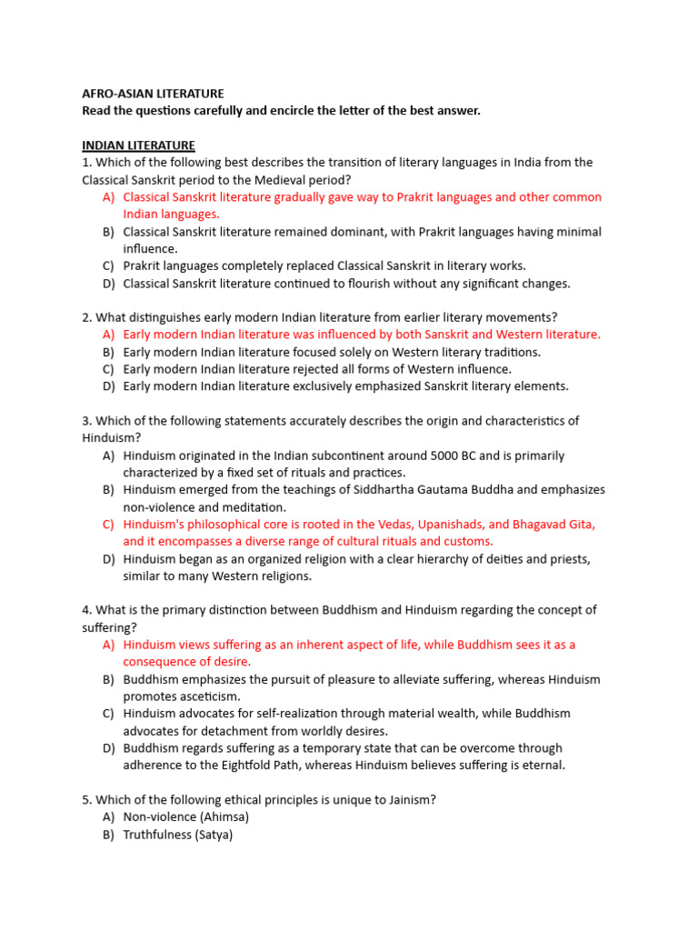 AFRO-ASIAN LITT QUESTIONS | PDF | Poetry | Chinese Poetry