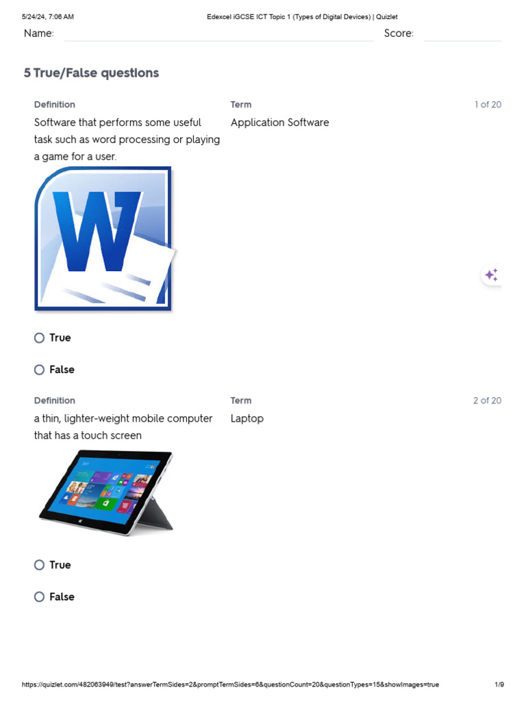Edexcel IGCSE ICT Topic 1 (Types of Digital Devices) - Quizlet | PDF ... Edexcel IGCSE ICT Topic 1 (Types of Digital Devices) - Quizlet | PDF ...