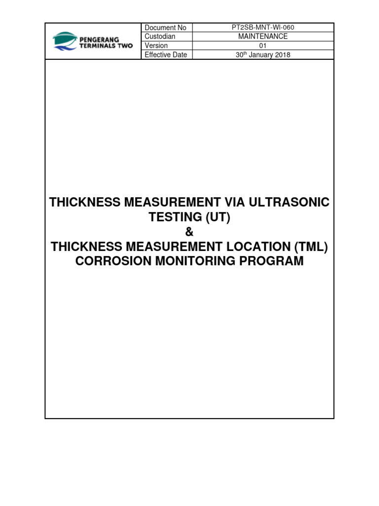 PT2SB-MNT-WI-060 Thickness Measurement Via Ultrasonic Testing ...