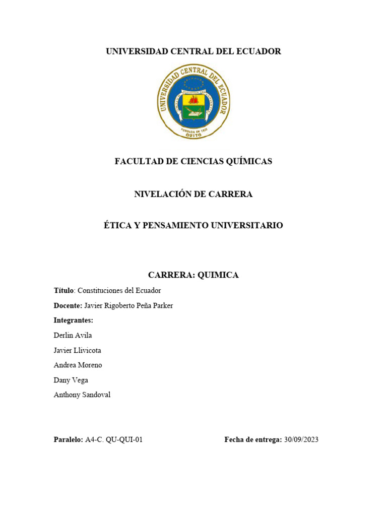 Constituciones Del Ecuador-GRUPO 4-A4-C. QU-QUI-01 | PDF | Ecuador