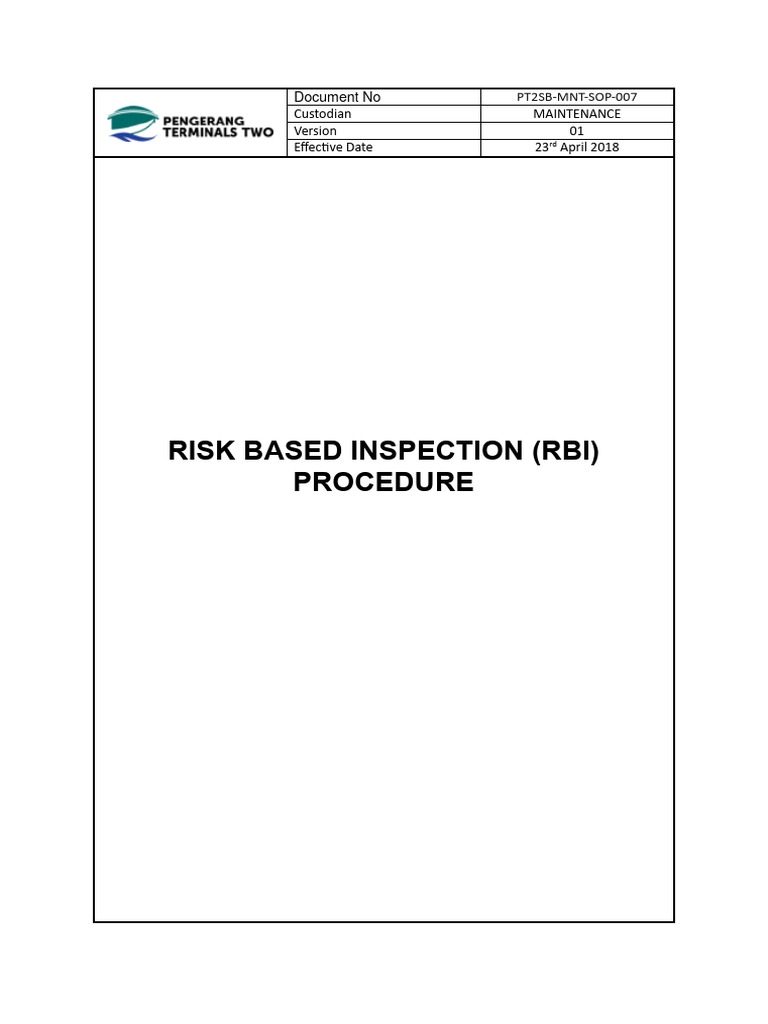 Pt2sb-Mnt-sop-007 Risk Based Inspection (Rbi) Procedure | PDF | Risk ...