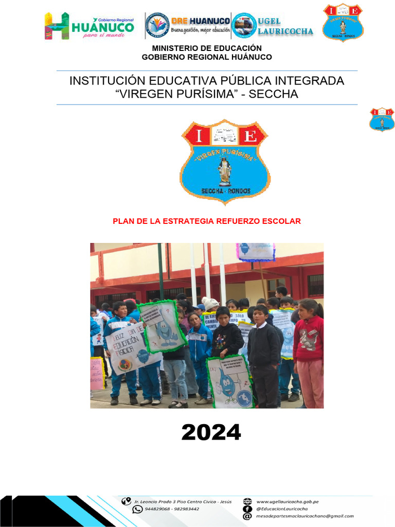 Plan de Refuerzo Escolar - 2024 | PDF | Educación primaria | Evaluación