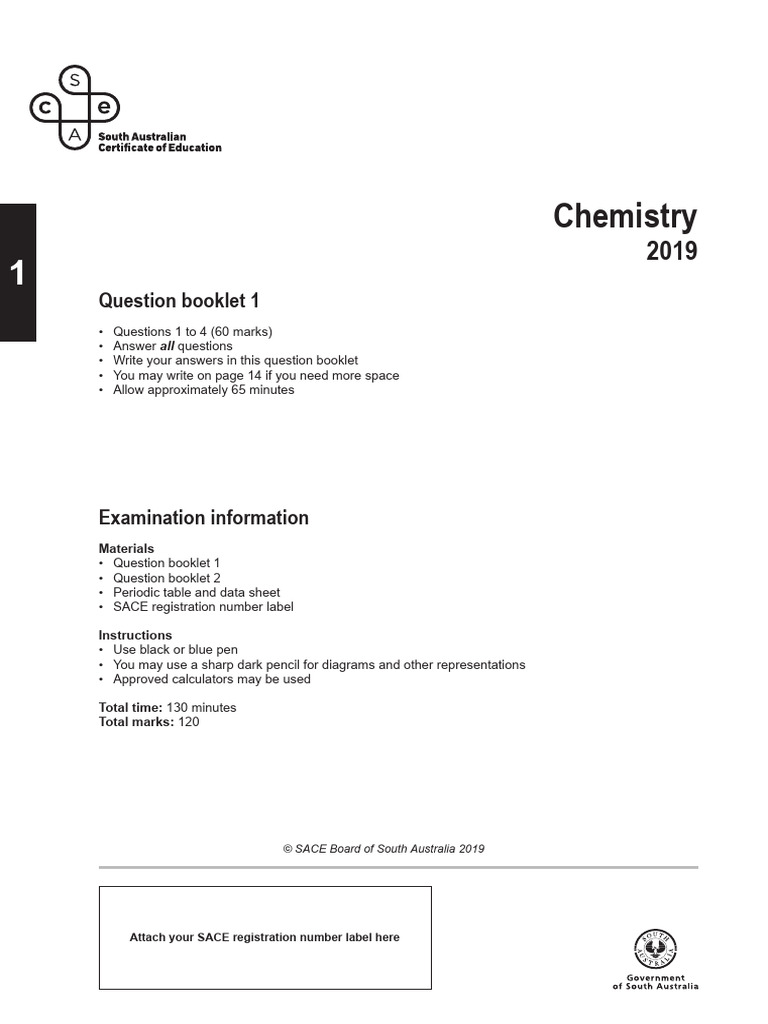 2019 Chemistry Examination Paper BK1 Front Cover | PDF