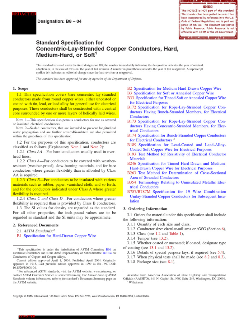 Att 8 - ASTM B8-4 | PDF | Wire | Electrical Conductor