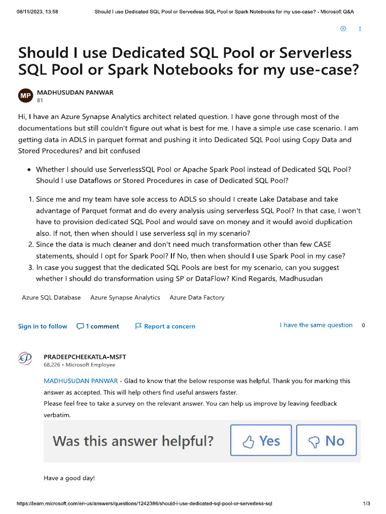 Synapse Dedicated Vs Serverless Vs Spark Pool - Opiniao | PDF