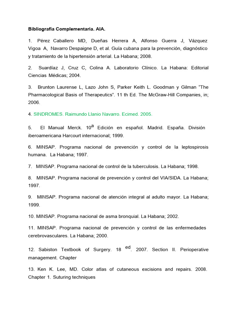 Bibliografía Complementaria | PDF | Medicina CLINICA | Medicina