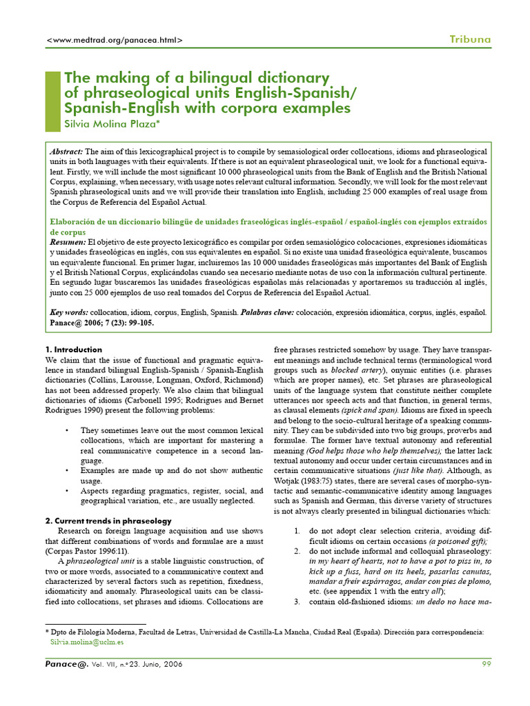 Bilingual Phraseology Dictionary Project | PDF | Idiom | Translations