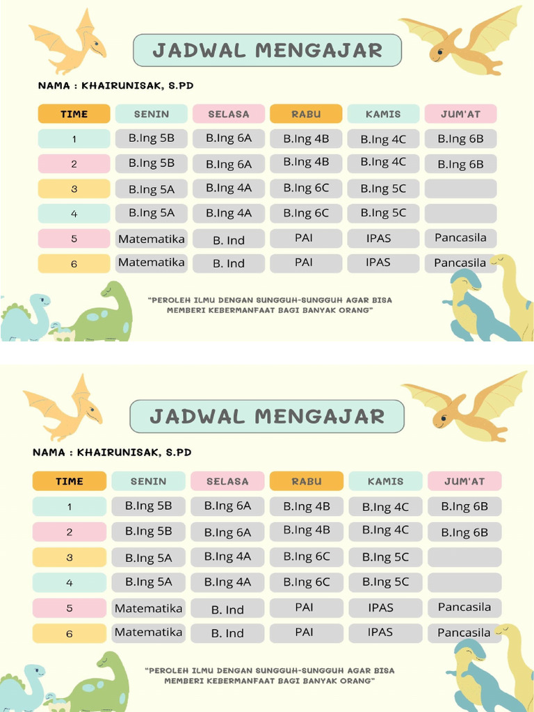 Jadwal Mengajar | PDF