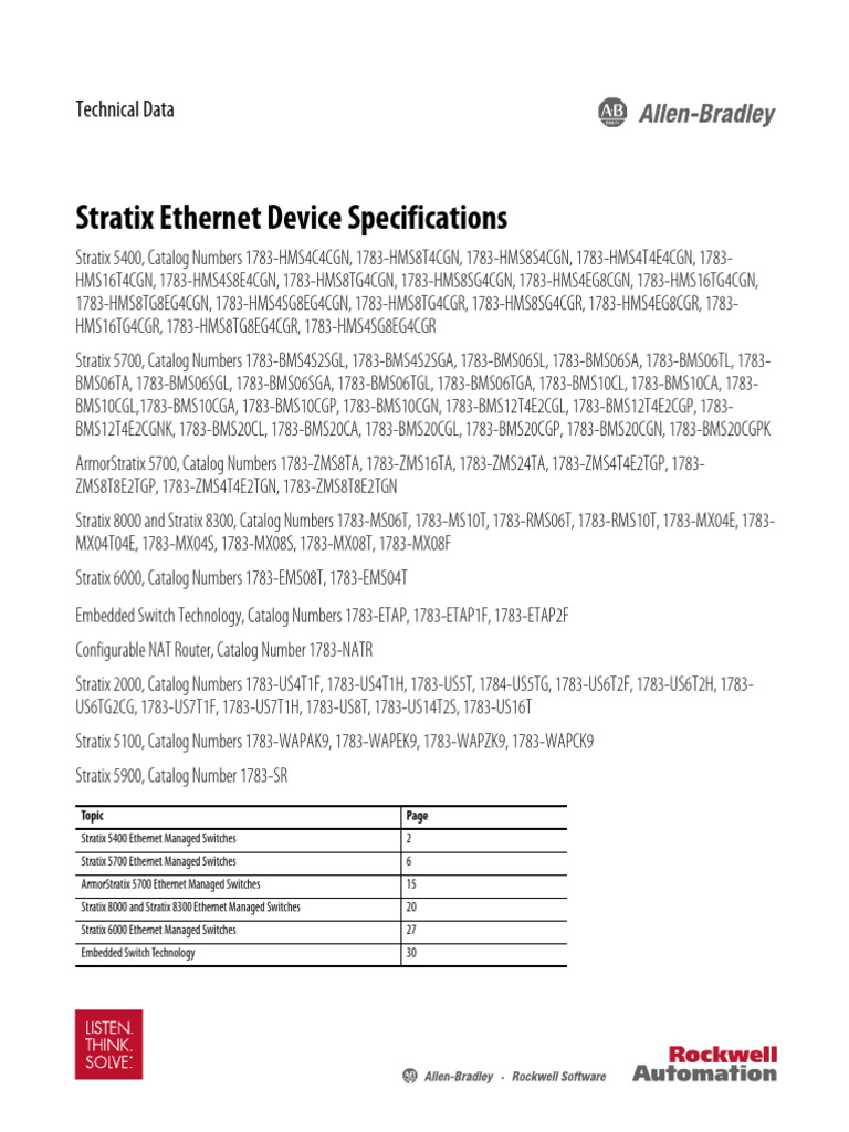 Stratix Ethernet Device Certifications | PDF | Network Switch ...