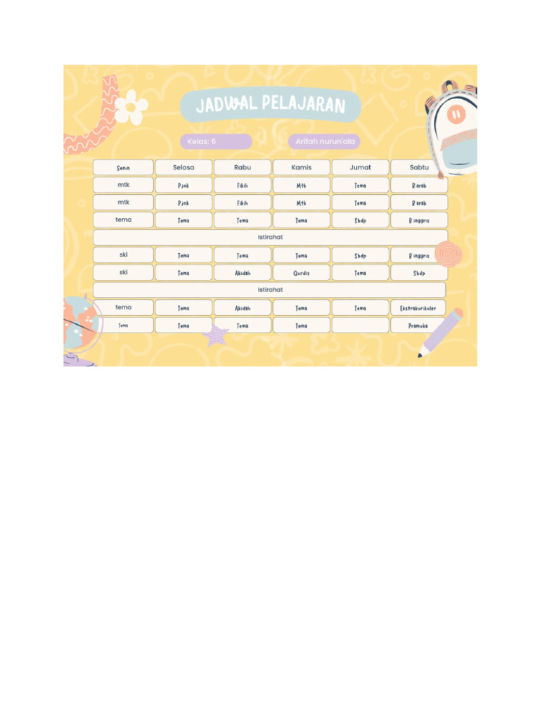 Jadwal Kelas 6 Kurmer Pdf