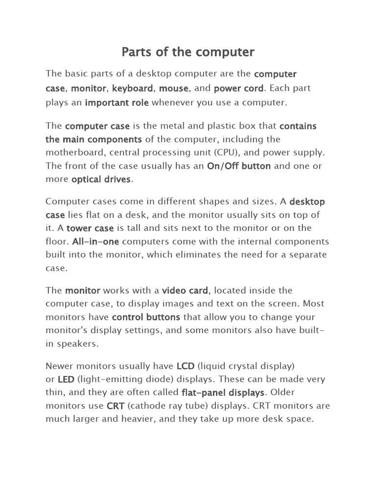 Parts of The Computer | PDF