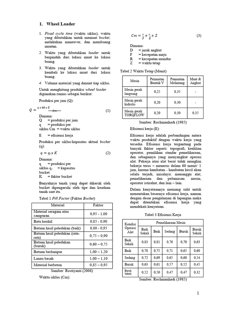Bahan Perhitungan alat berat | PDF
