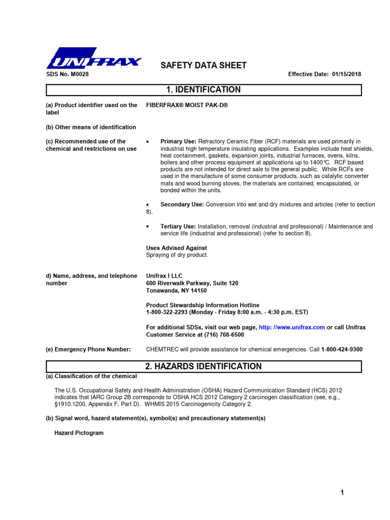 Msds Fiber Ccr | PDF | Dangerous Goods | Safety