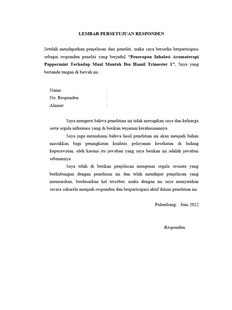 Lembar Persetujuan Responden | PDF