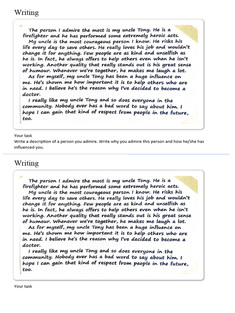 Admired Person Description Guide | PDF | Career & Growth