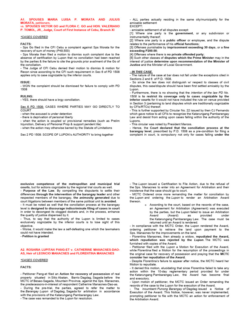 CivPro-Cases Digest | PDF | Complaint | Habeas Corpus