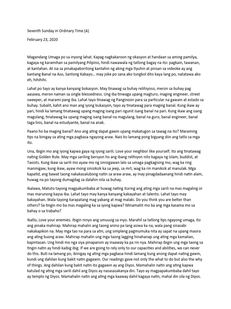 Seventh Sunday in Ordinary Time | PDF