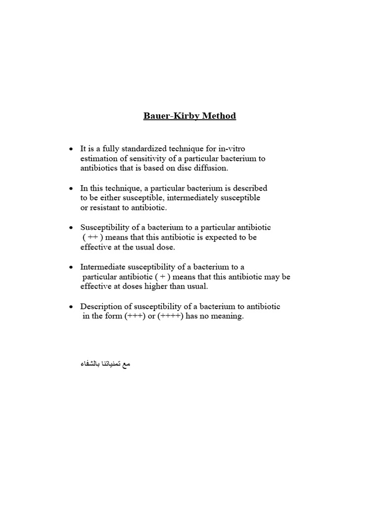Kirby-Bauer Antibiotic Sensitivity Test | PDF