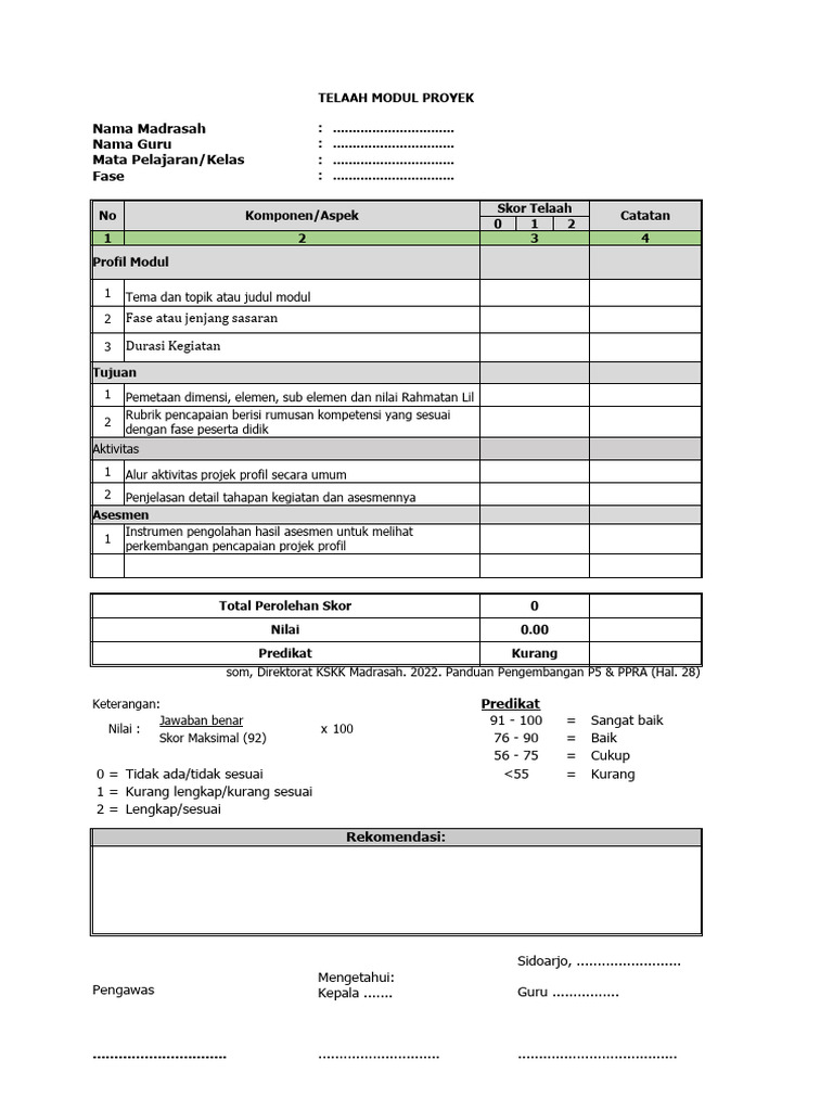 Telaah Modul Ajar dan Proyek Pendidikan | PDF