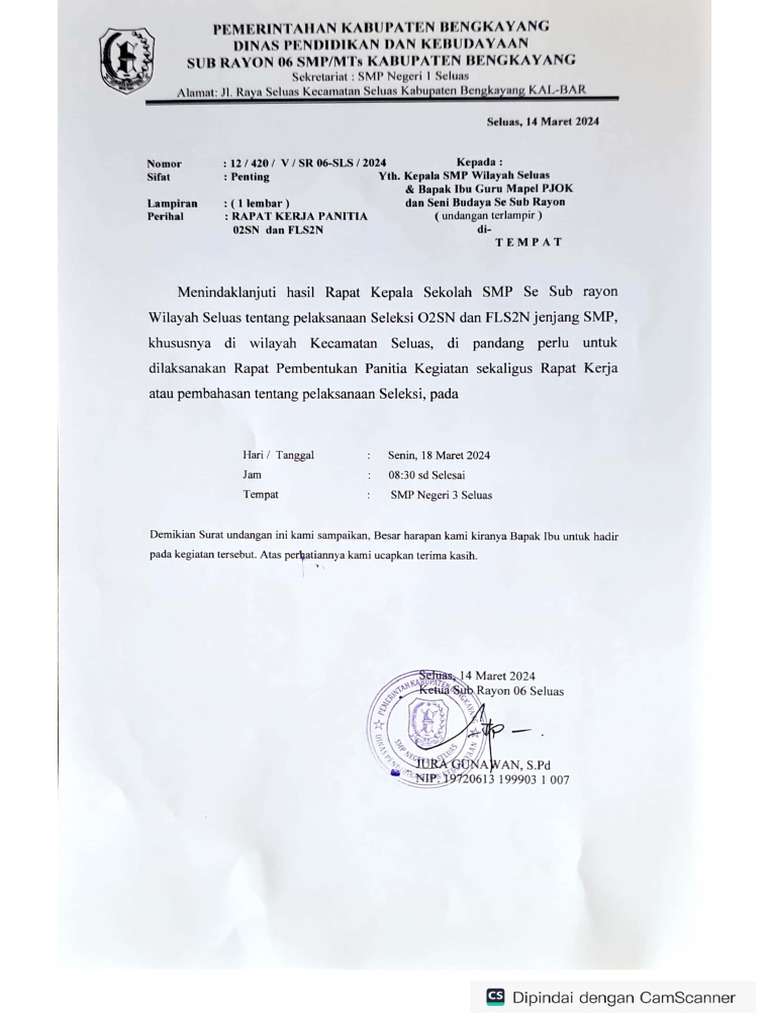 Undangan Raker Ajang Talenta 2024 | PDF