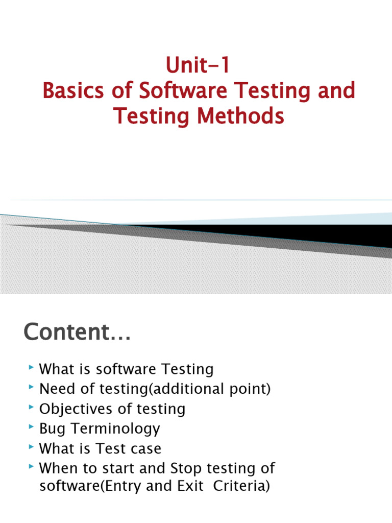 Unit 1 Part 1 Software Testing Basics Pdf Software Bug Software