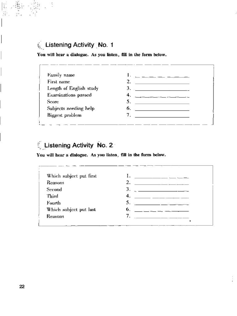 Ielts Listening 2 - Form Filling and Table Completion | PDF