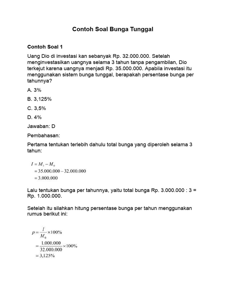 Contoh Soal Bunga Tunggal | PDF