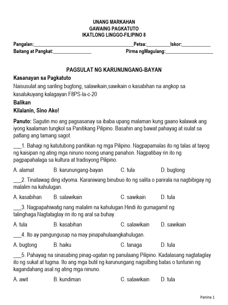 q1 Las Fil Week3 | PDF