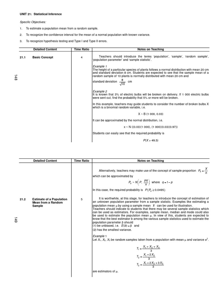 Unit 4.4 Statistical Inference | PDF | Estimator | Normal Distribution
