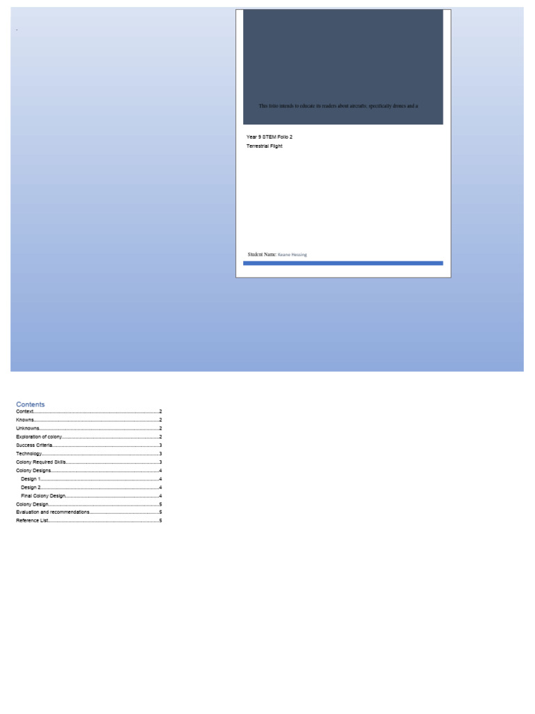Keane Hessing Year 9 STEM Folio Final T2 | PDF | Airplane | Aircraft