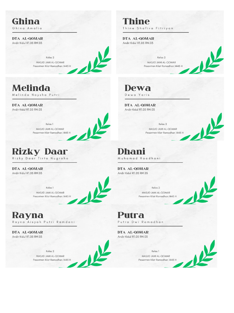 Name Tag Sanlat | PDF