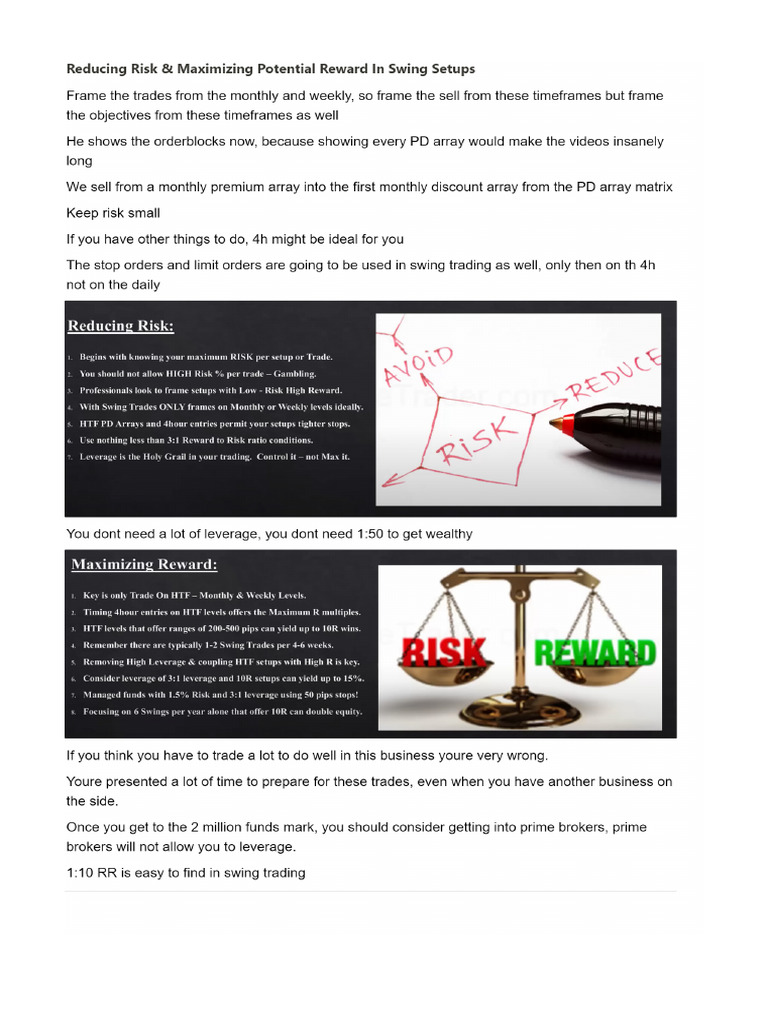 6. Reducing Risk & Maximizing Potential Reward In Swing Setups | PDF