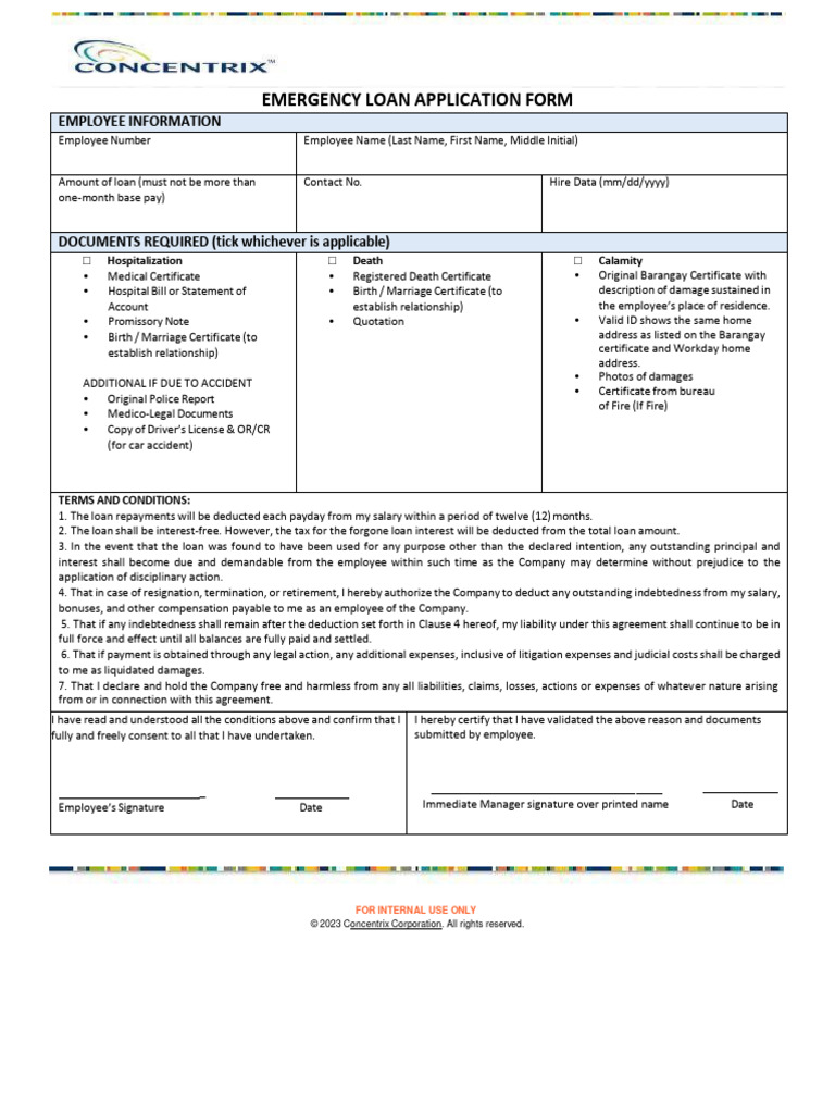 Emergency Loan Application Form - 0523 3 | PDF | Loans | Expense