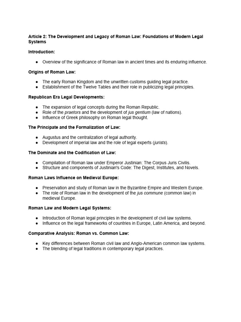 The Development and Legacy of Roman Law - Foundations of Modern Legal ...