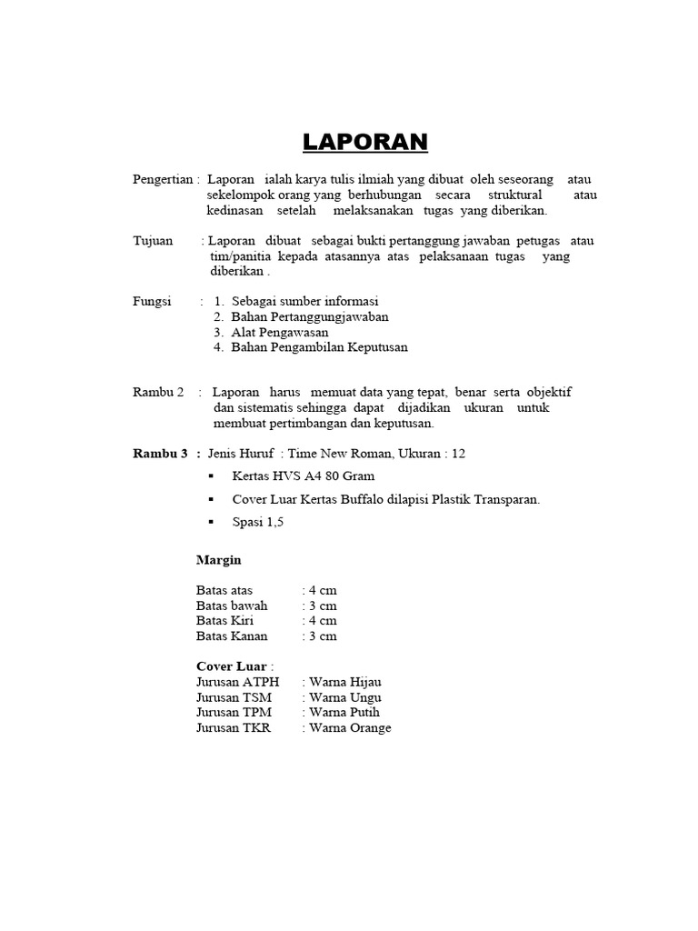 PANDUAN PENULISAN LAPORAN PRAKERIN TPM | PDF