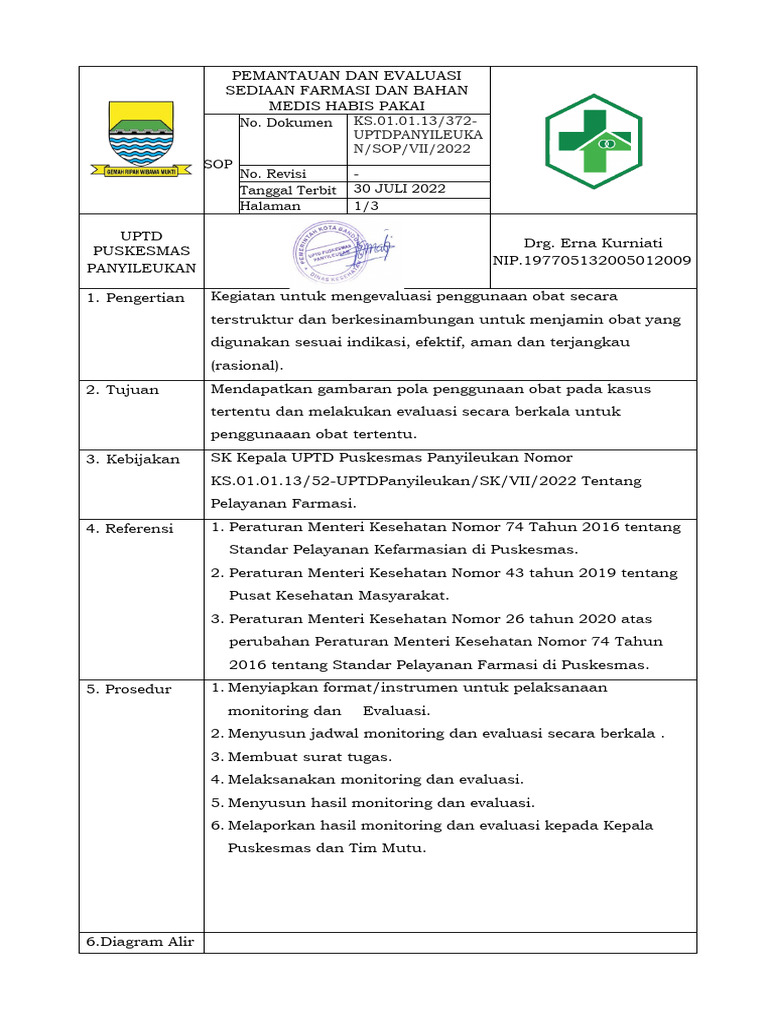 Sop Pemantauan Dan Evaluasi Sediaan Farmasi Dan BMHP | PDF | Pengembangan Diri | Kesehatan Holistik