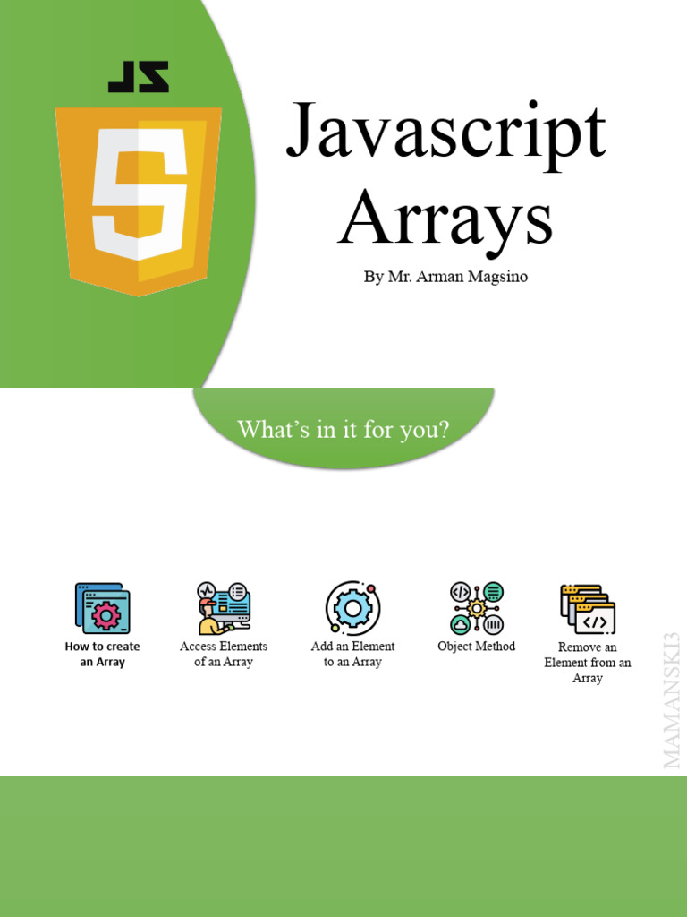Javascript Arrays | PDF | Java Script | Software Engineering Javascript Arrays | PDF | Java Script | Software Engineering