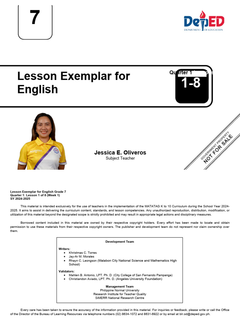 Q1_LE_English 7_Lesson 1_Week 1 | PDF | Emotions | Learning