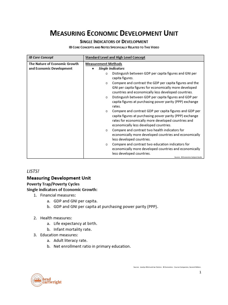 Video Notes Measuring 3 Single Indicators Pdf Gross Domestic Product Developing Country 