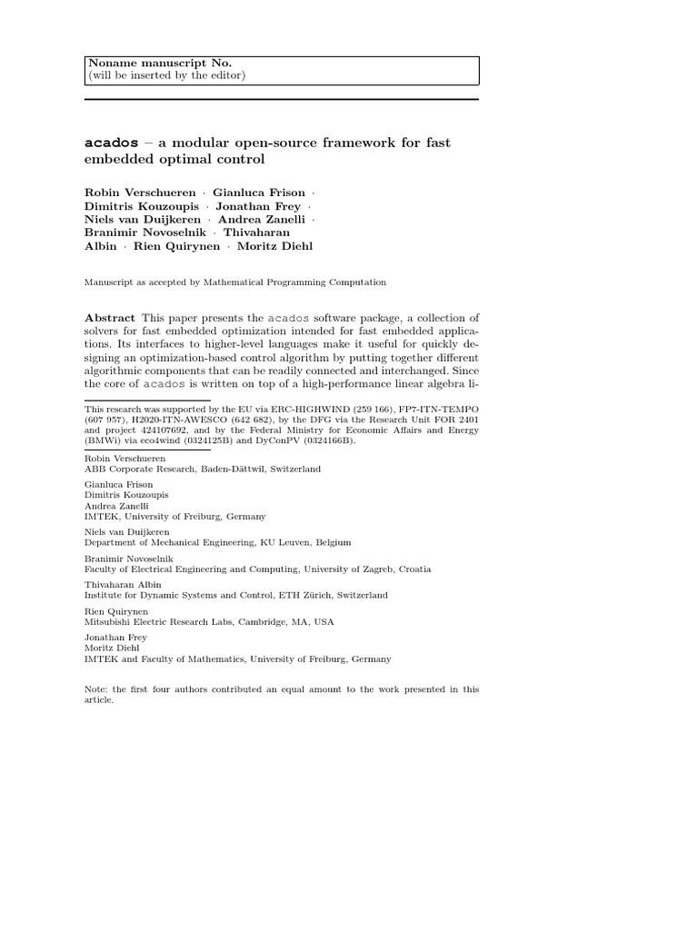 Acados A Modular Open Source Framework F | PDF | Mathematical Optimization | Optimal Control