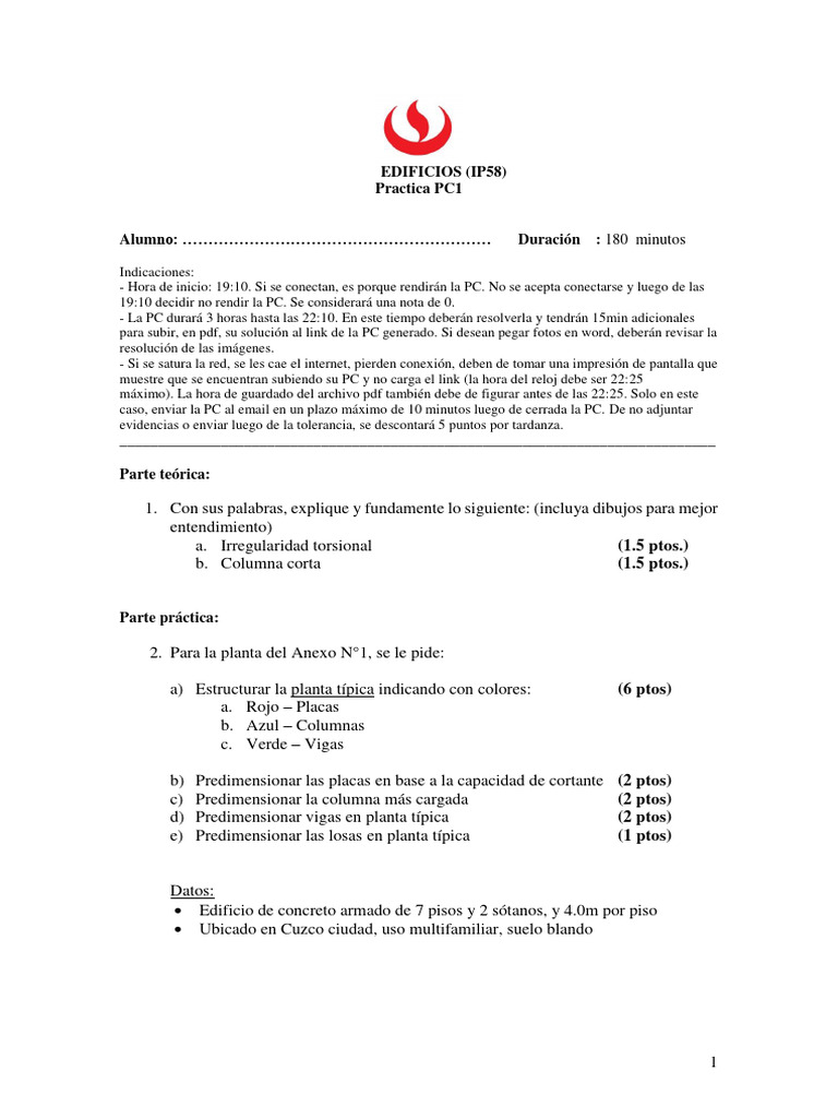 PC1 Edificios 2022-1 | PDF | Tecnología