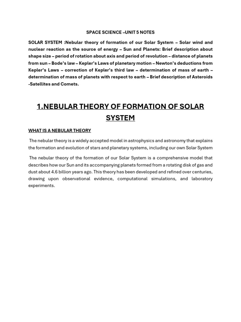 Space Science –Unit 5 Notes | PDF | Solar System | Planets