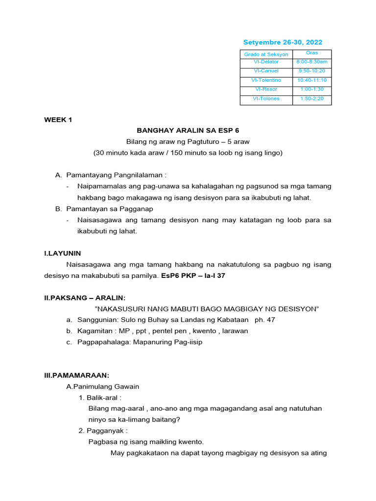 EsP Q1 Week 5.2 | PDF