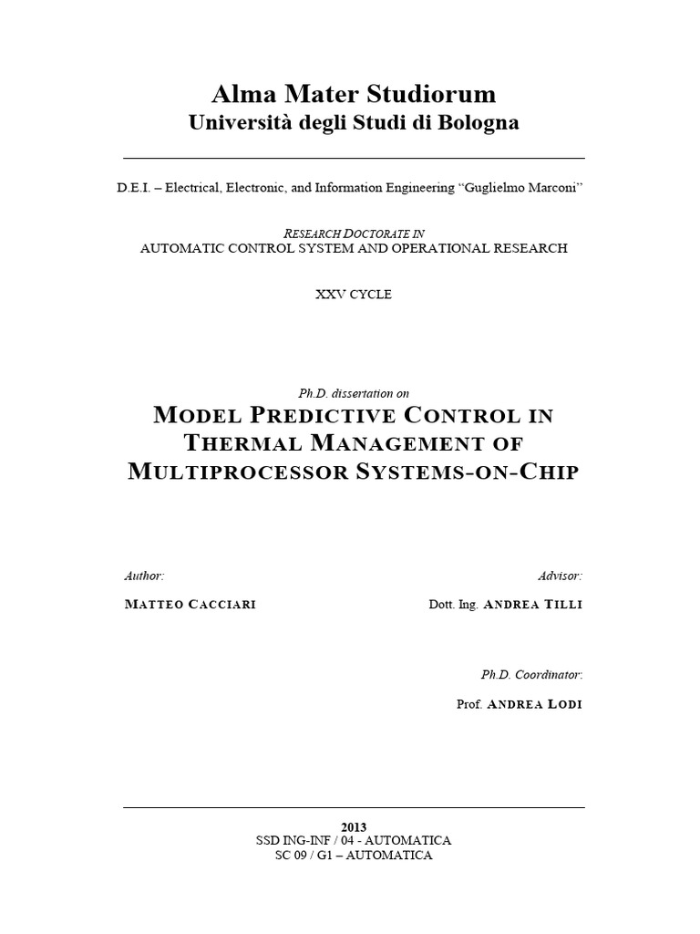 Model Predictive Control In Thermal Management Of Multiprocessor Systems On Chip Pdf Multi
