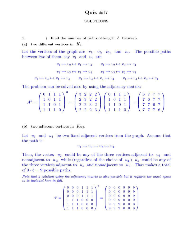 Quiz #17 | PDF | Vertex (Graph Theory) | Computational Complexity Theory